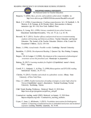 READING PROFICIENCY OF THE JUNIOR HIGH SCHOOL STUDENTS: TOWARDS AN ...