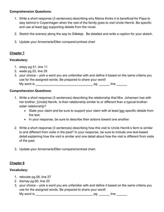 Chapters 5 8 vocab and questions 2013 | DOCX | Books and Literature
