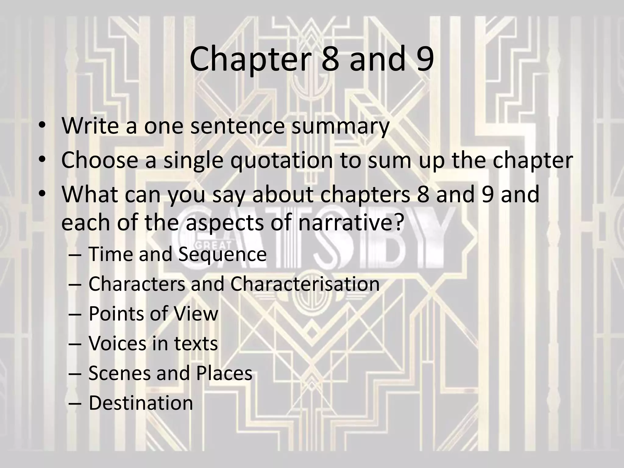 The Great Gatsby - Chapters 8 and 9 | PPTX