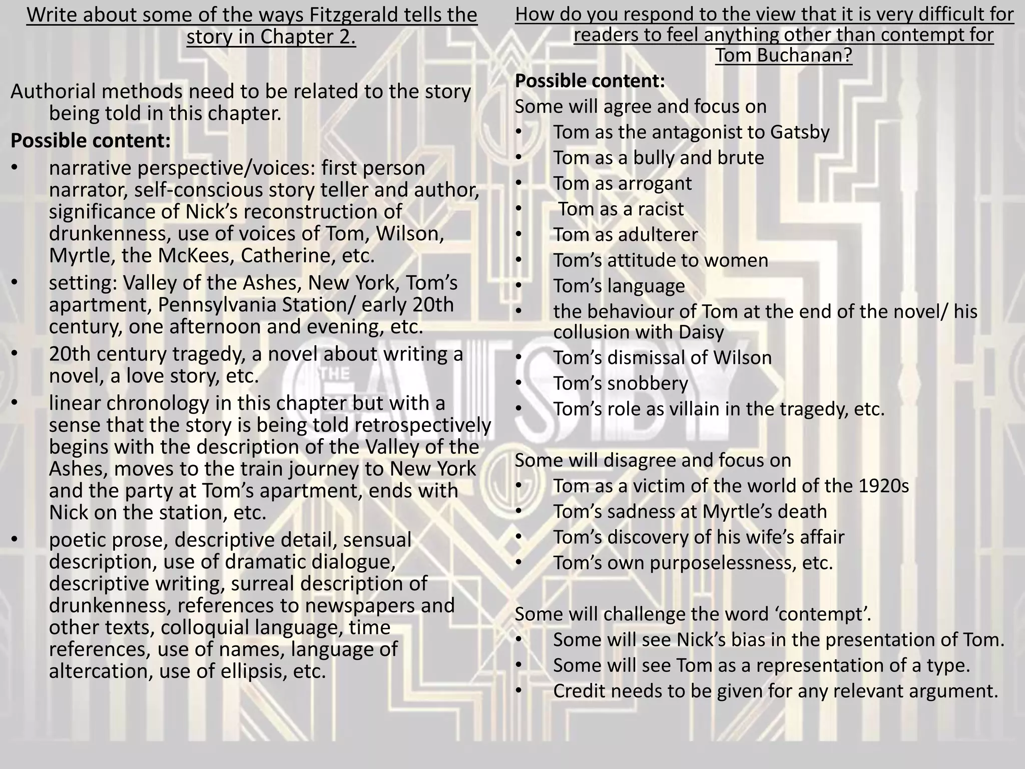The Great Gatsby - Chapters 8 and 9 | PPTX