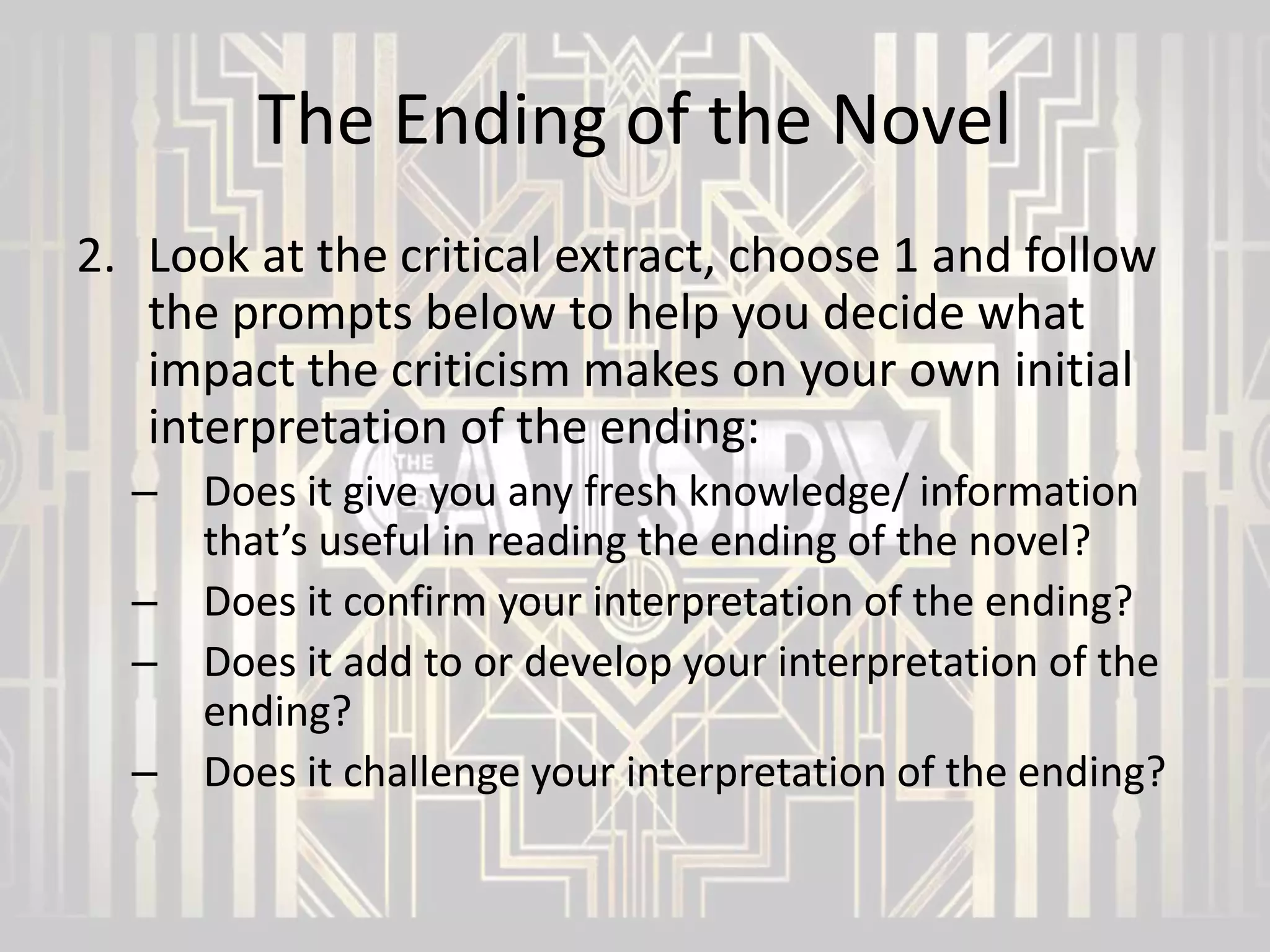 The Great Gatsby - Chapters 8 and 9 | PPTX