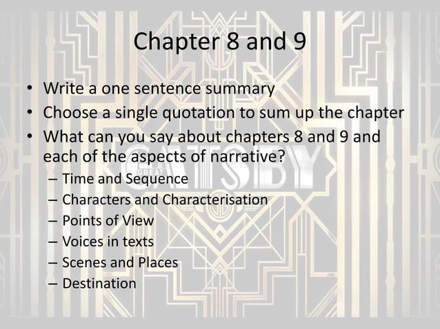 The Great Gatsby - Chapters 8 and 9 | PPTX