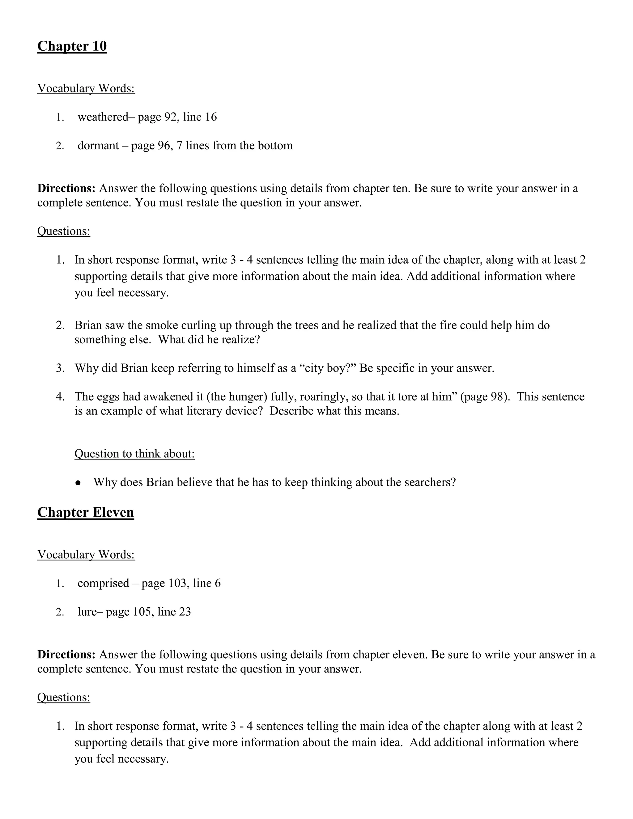 Chapters 9 12 questions and vocab | DOCX