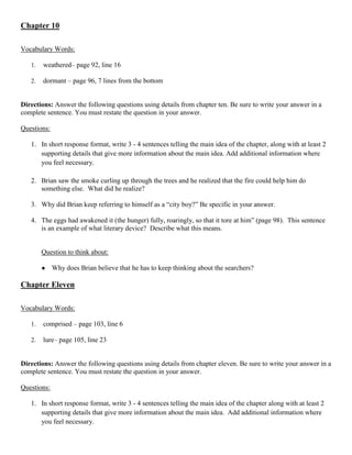 Chapters 9 12 questions and vocab | PDF