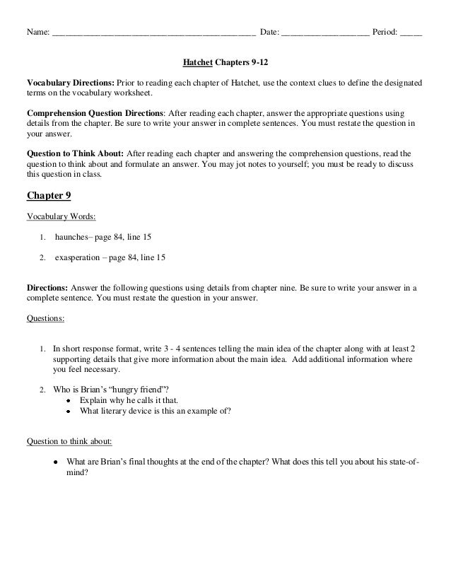 Hatchet Chapter 5-8 Questions and Answers