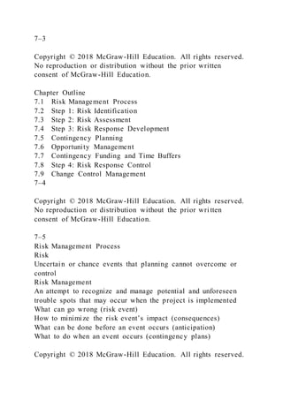 Chapter SevenManaging Risk7–1Copyright © 2018 McGraw-Hil | DOCX ...
