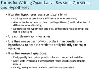Chapter Seven Research Questions and Hypotheses | PPTX
