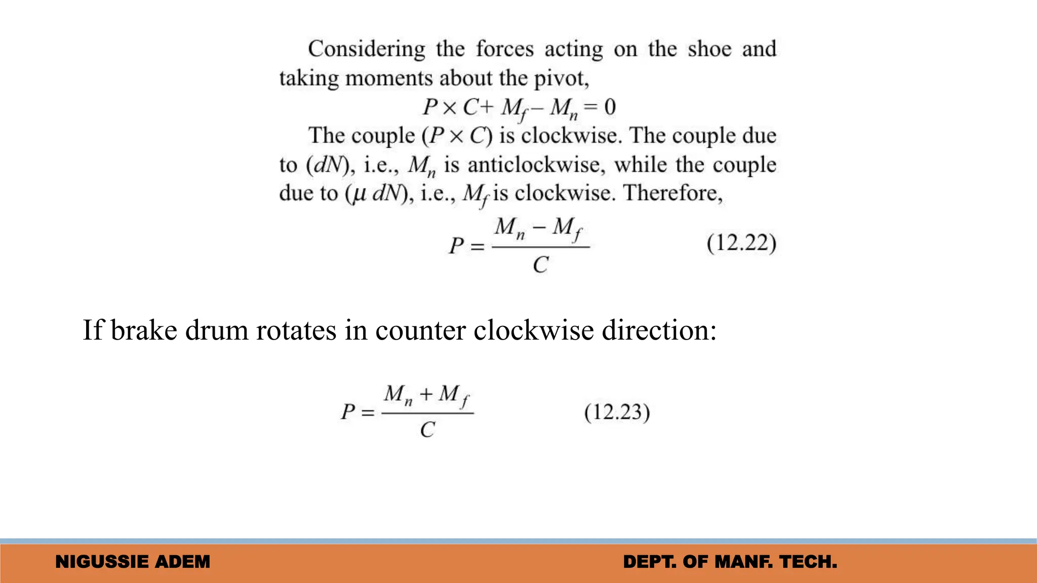 Block Brake with Short Shoe and Block Brake with long Shoe | PPTX