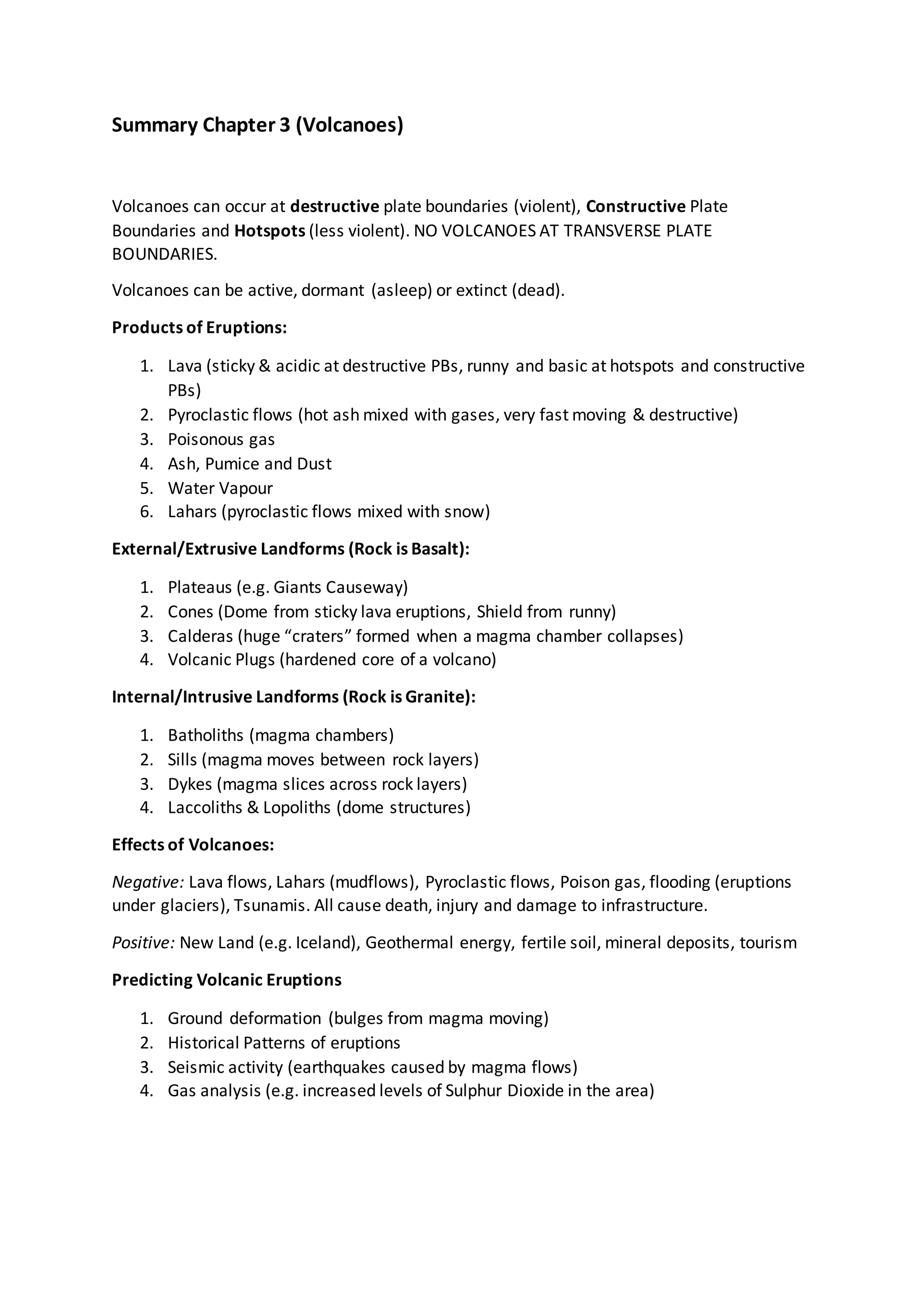 Physical Geography Leaving Cert Short Notes | DOCX