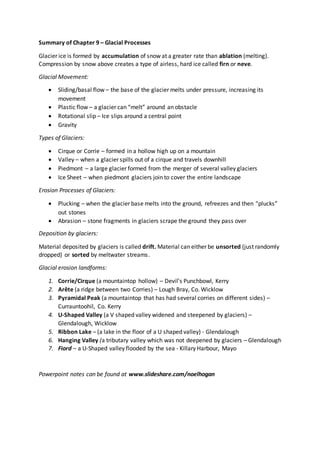 Physical Geography Leaving Cert Short Notes | DOCX