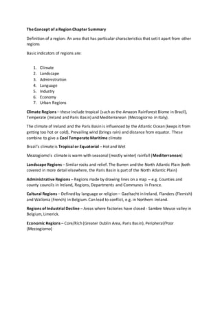 Physical Geography Leaving Cert Short Notes | DOCX