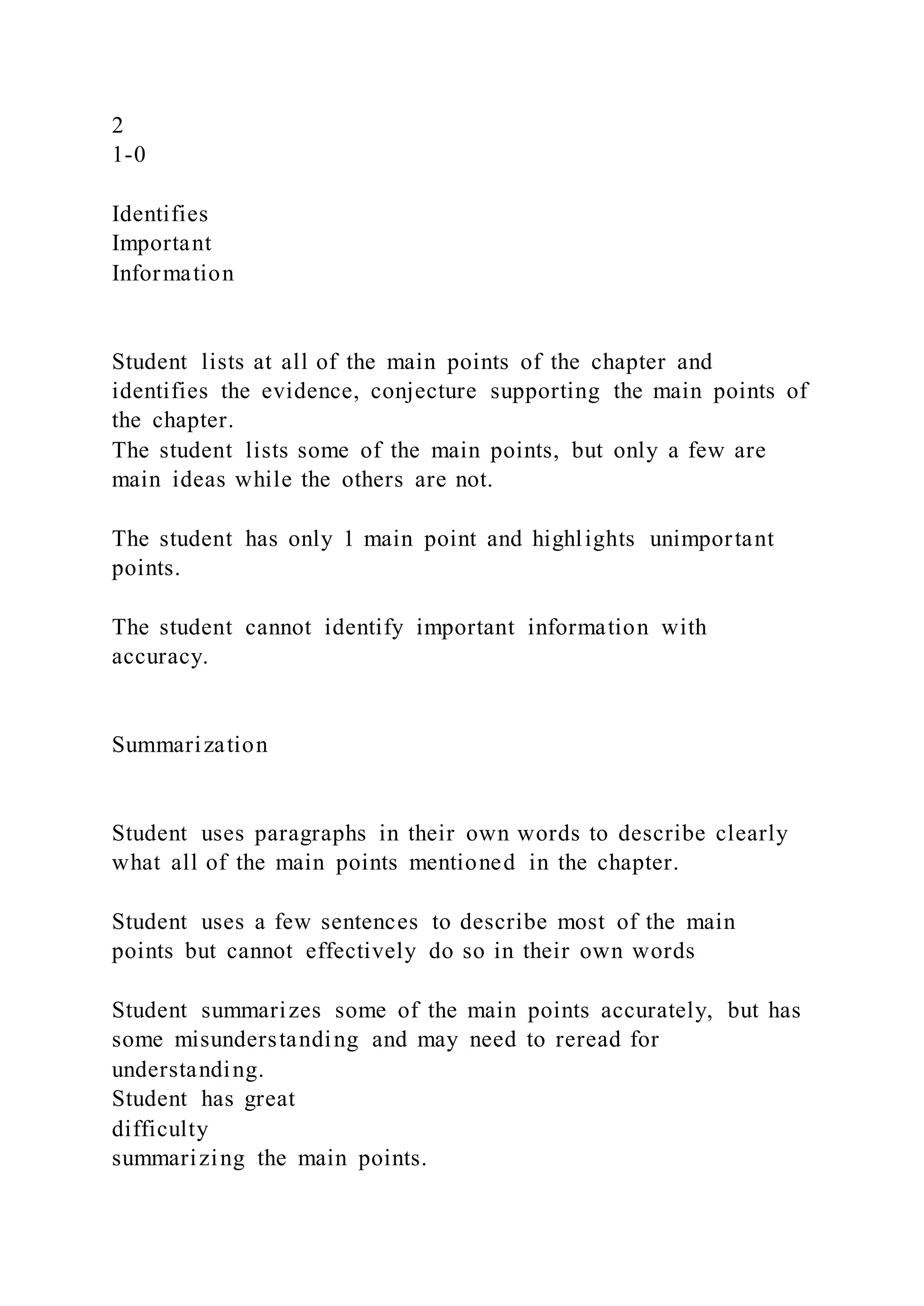 Chapter Summary Rubric Your assignment is to write a summary ove | DOCX