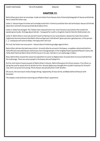 TH KITE RUNNER: Full Chapter Summary's | DOCX