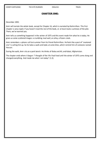 TH KITE RUNNER: Full Chapter Summary's | DOCX