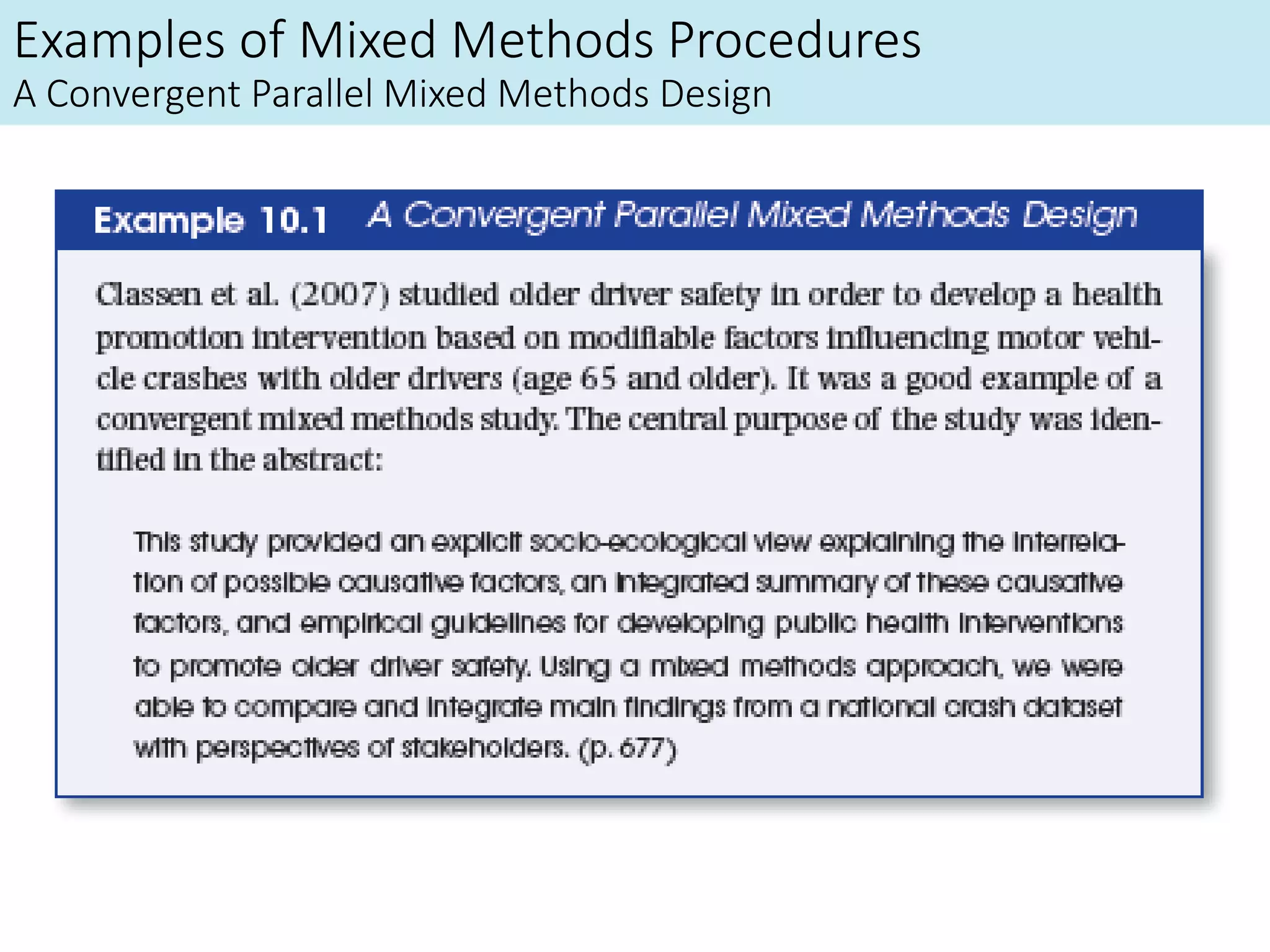 Chapter Ten Mixed Methods Procedures | PPTX