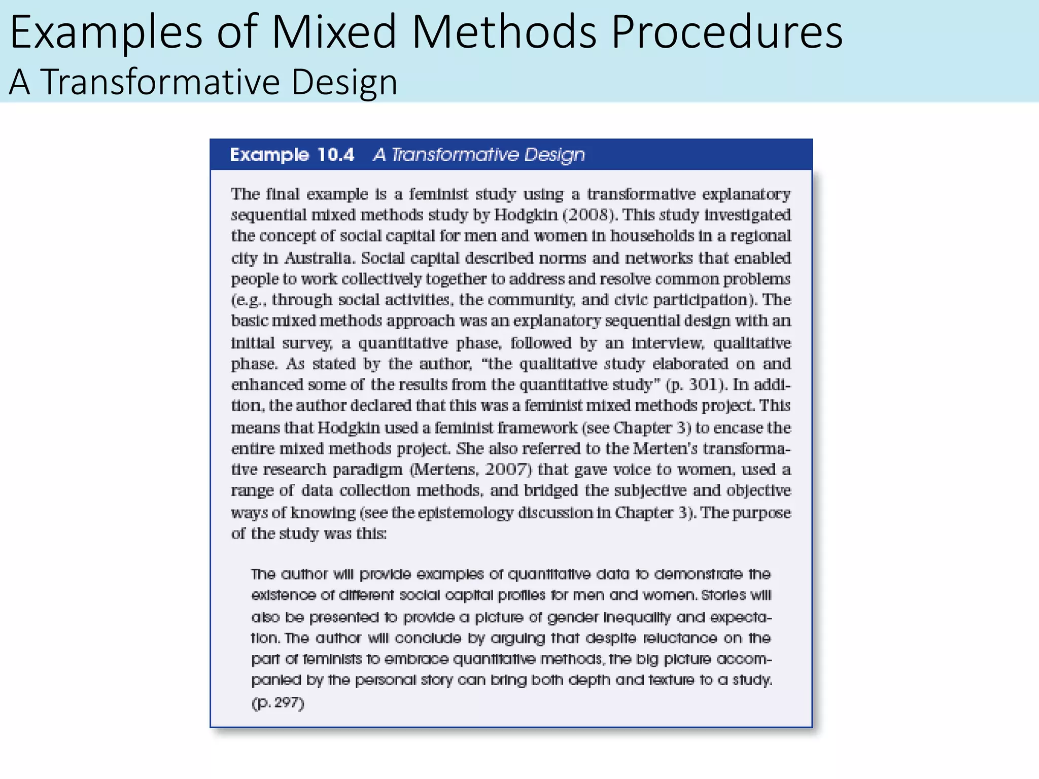 Chapter Ten Mixed Methods Procedures | PPTX
