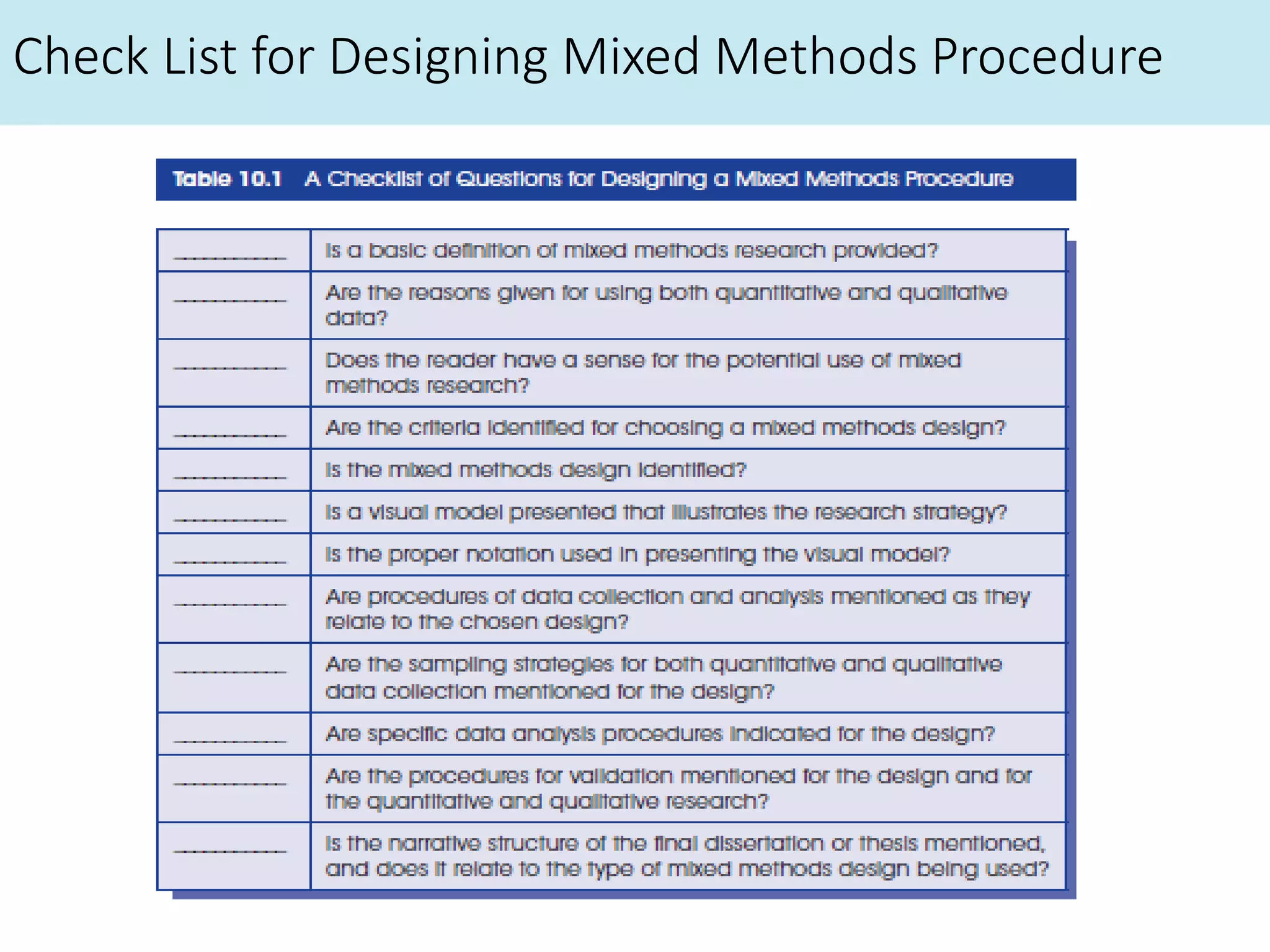 Chapter Ten Mixed Methods Procedures | PPTX