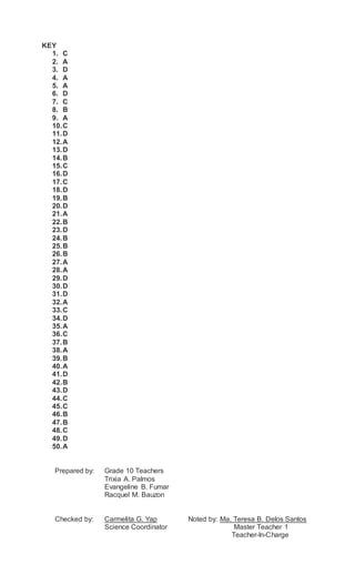 Chapter test in grade 10 | DOCX