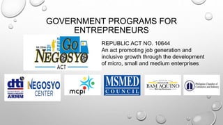 The government and entrepreneurship | PPTX