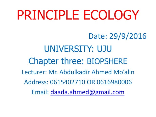 Chapter three principle ecology | PPT