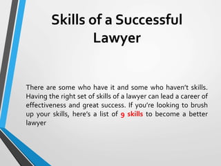 Skills of successful lawyer | PPTX