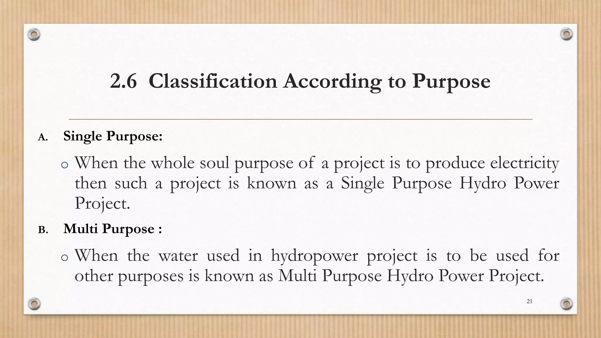 Chapter two-Classification of Hydroelectric Power Plants | PDF