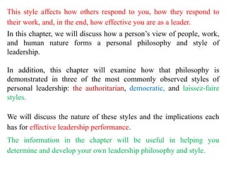 CHAPTER TWO.pptx understanding leadership styles | PPTX
