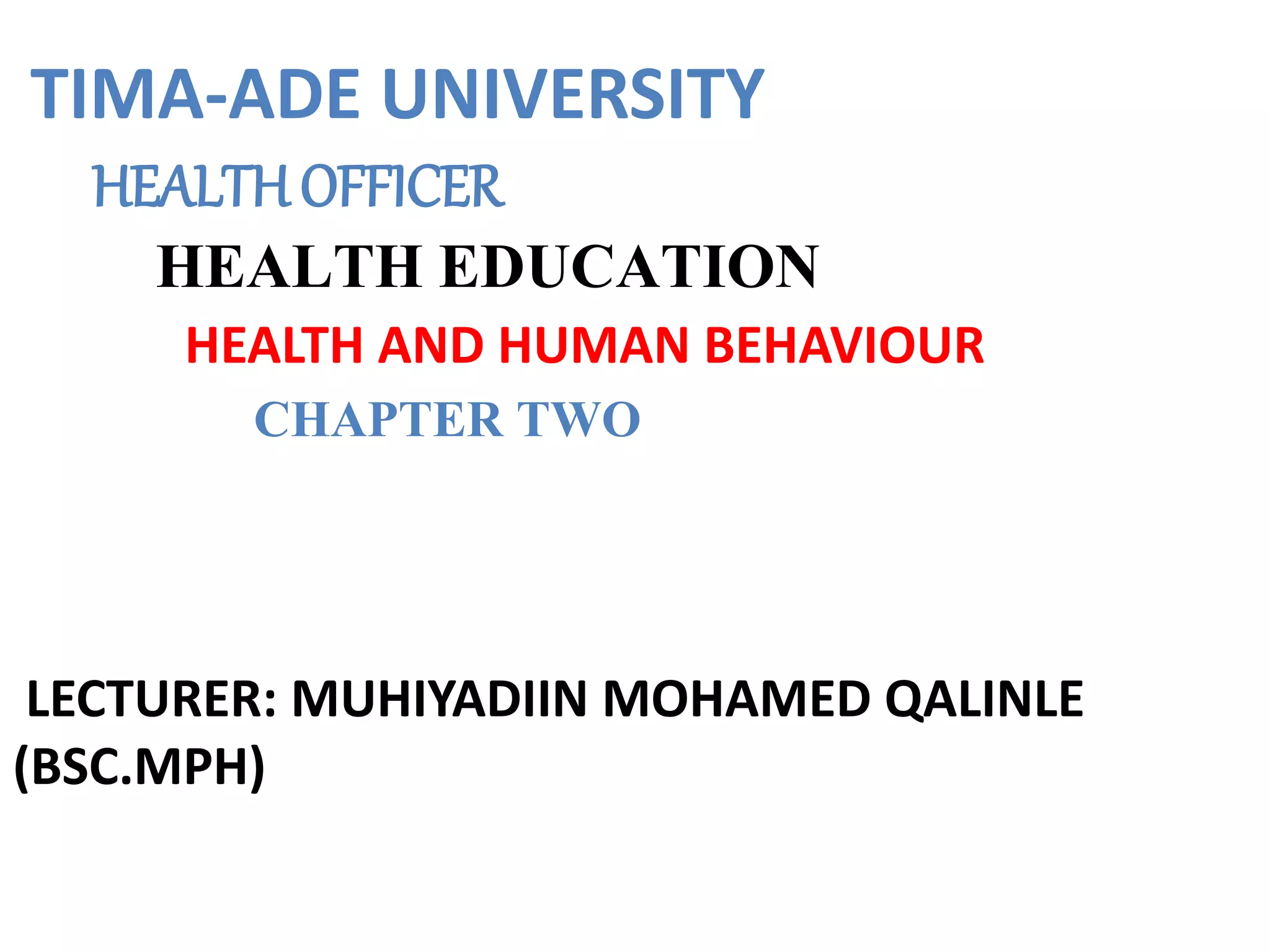health and human behaviour | PPTX