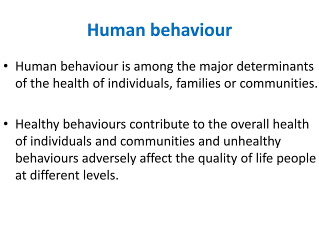 health and human behaviour | PPTX