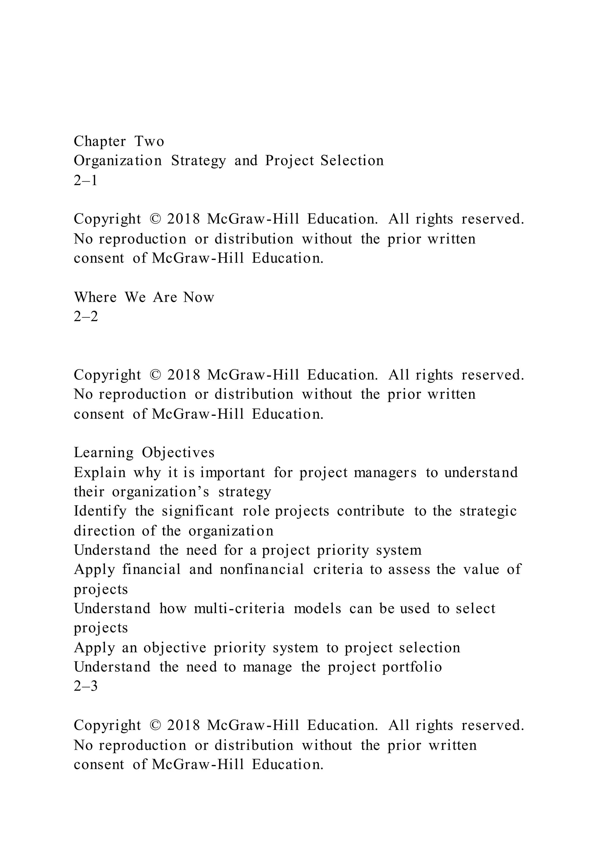 Chapter TwoOrganization Strategy and Project Selection2–1 | DOCX ...