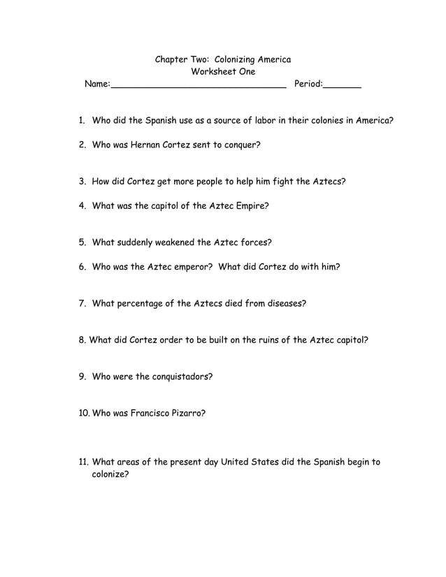 Chapter two worksheet one | PDF