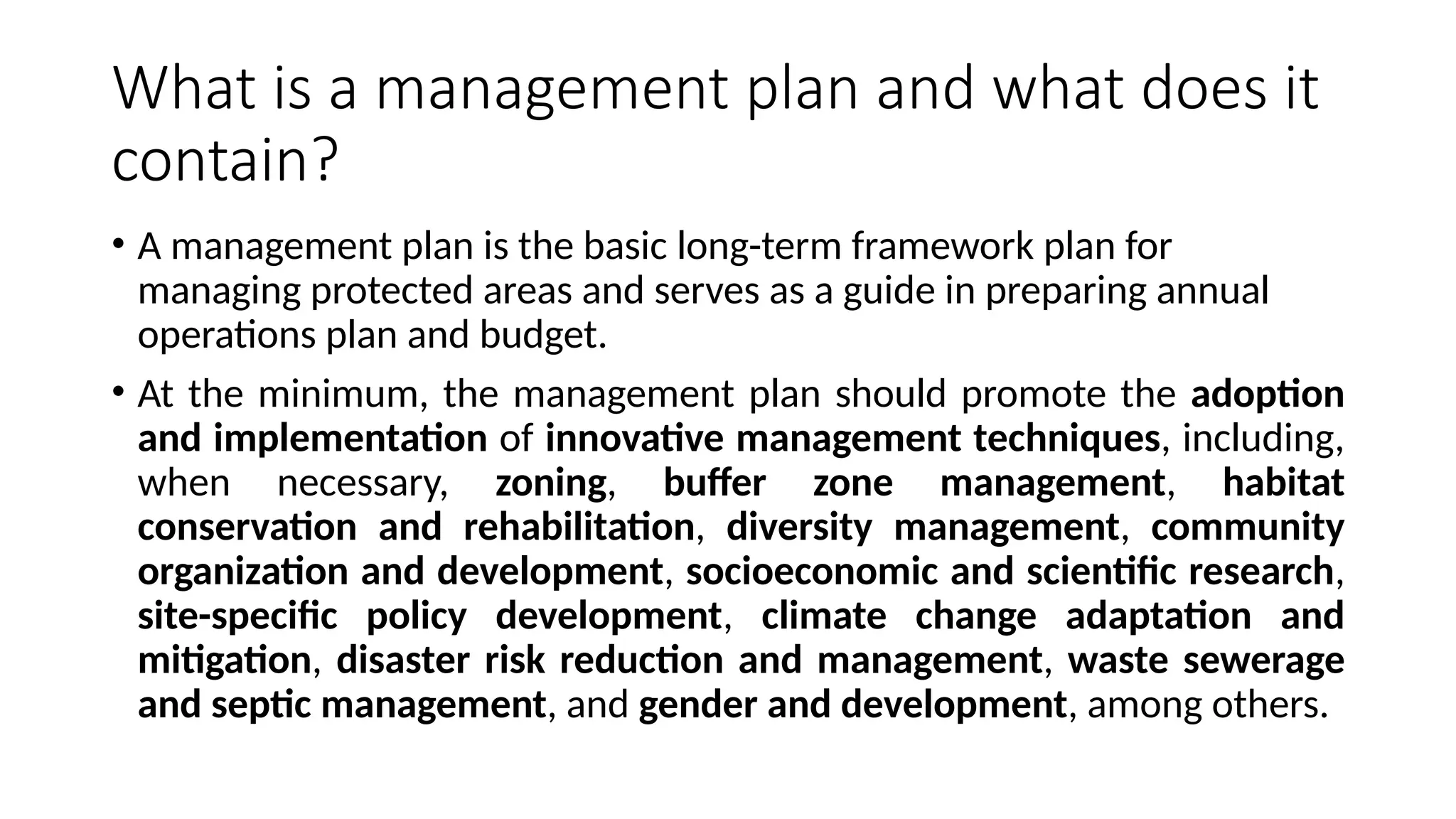 Chapter V Management Plan in Protected Areas | PPTX