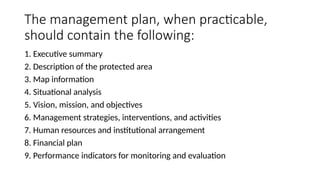 Chapter V Management Plan in Protected Areas | PPTX