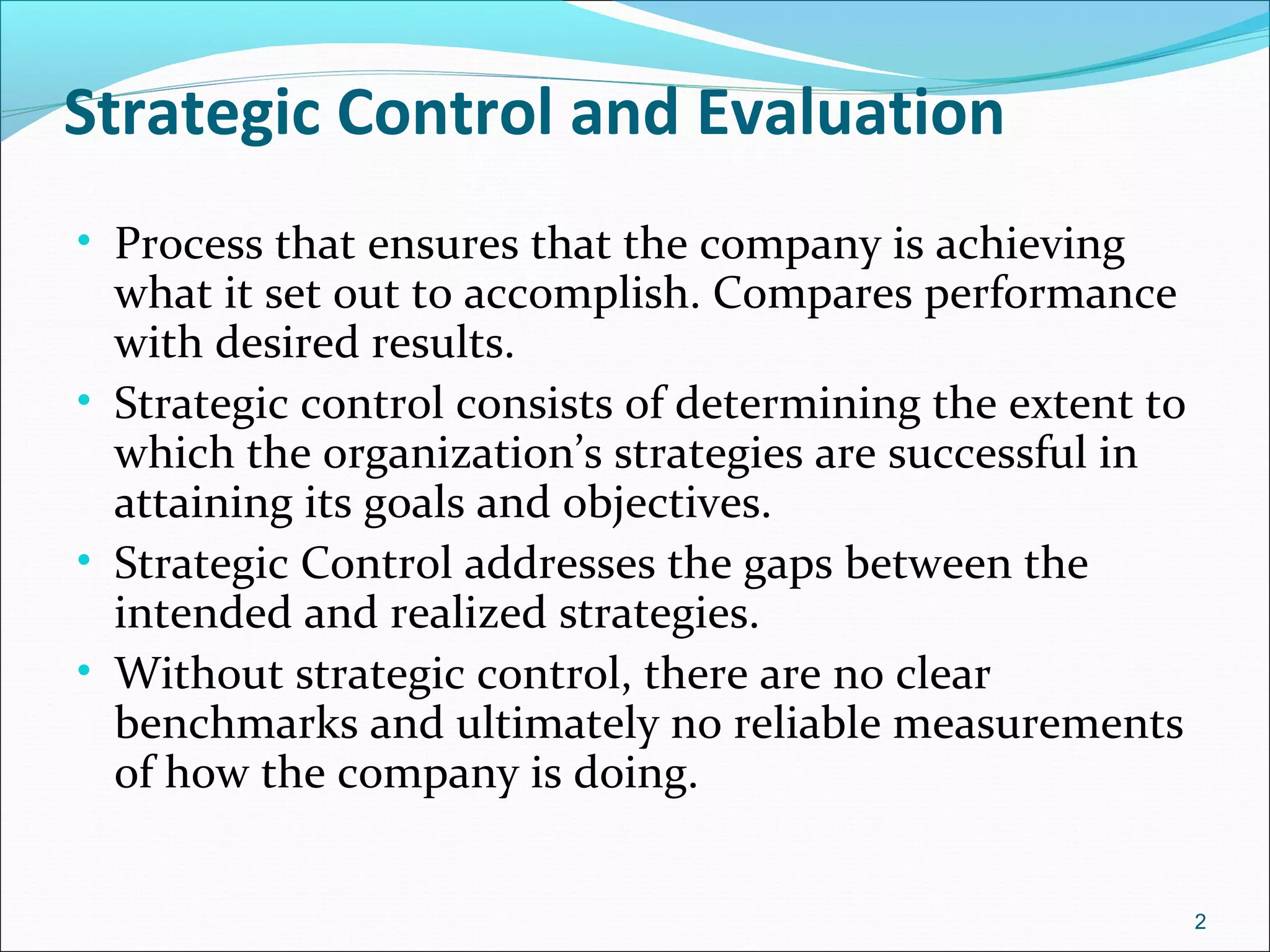 Chapter vi strategic control and evaluation | PPT