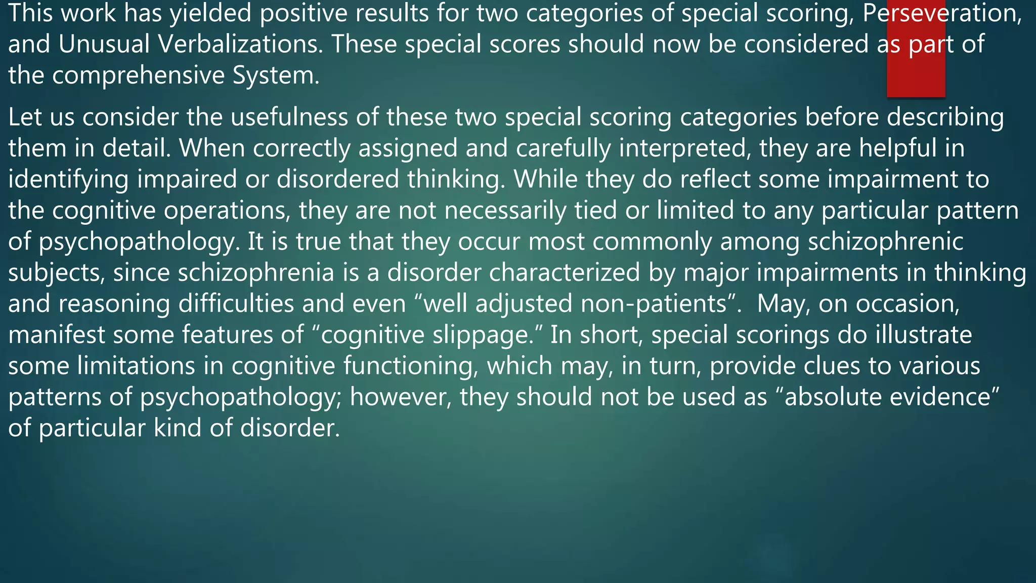 Special Scoring Unusual Verbalization | PPTX