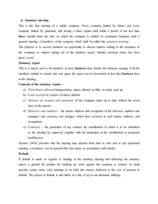 Company Law - Meetings | DOCX | Business Accounting & Finance | Business