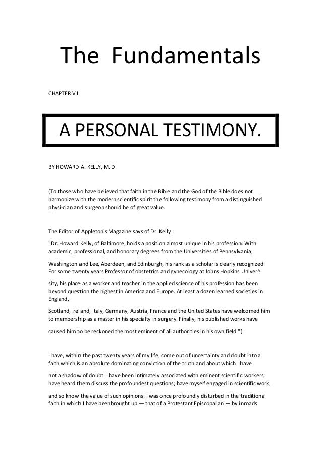 Chapter Vii A Personal Testimony Fundamentaas Chapter Vii A Personal Testimony Fundamentaas