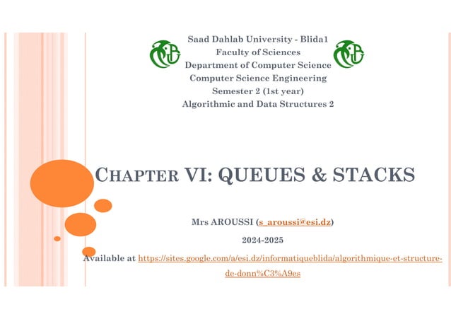 Chapter VI Queues & Stacks.pdf algorithm data structur | PPT