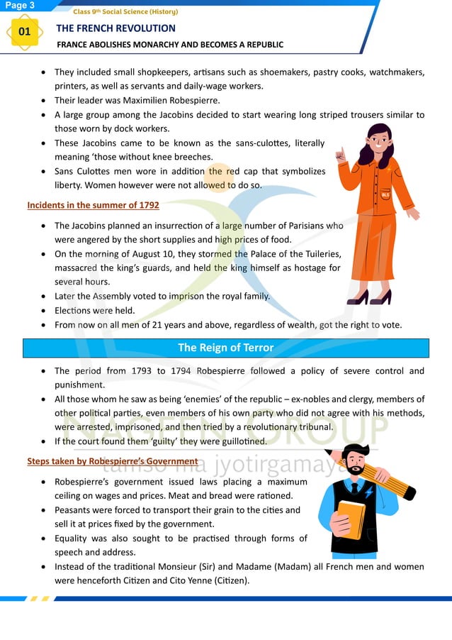 Class 9 History Chapter Wise Topic Wise Notes Chapter 1 The French ...