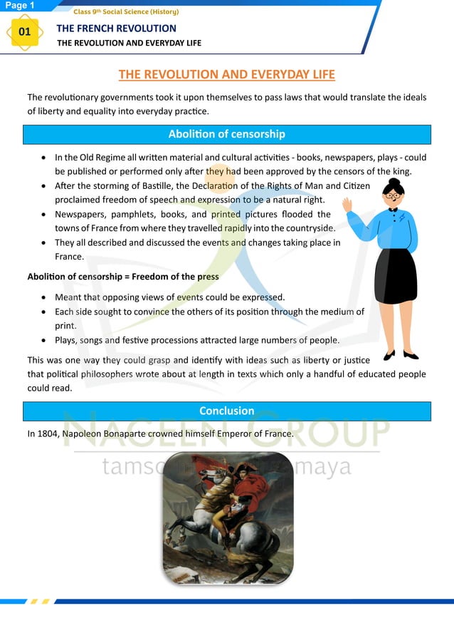 Class 9 History Chapter Wise Topic Wise Notes Chapter 1 The French ...