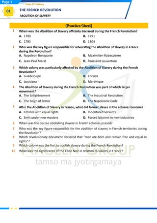 Class 9 History Chapter Wise Topic Wise Notes Chapter 1 The French ...