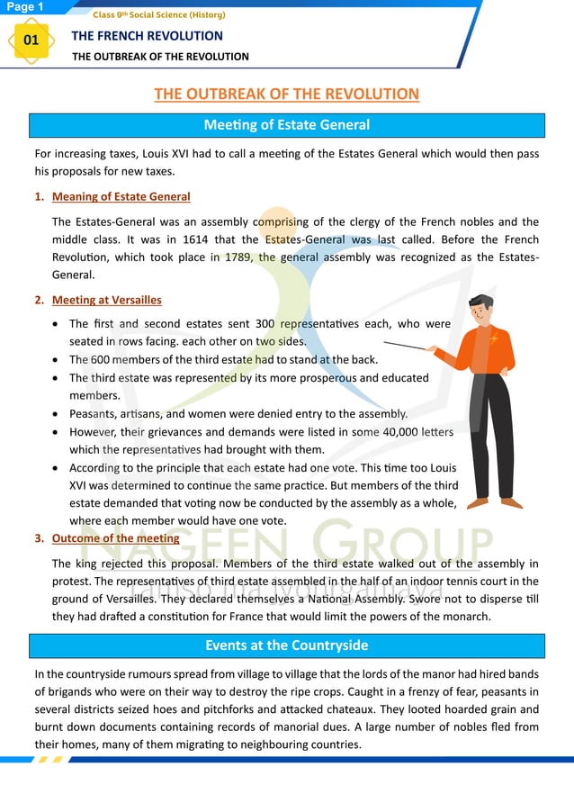 Class 9 History Chapter Wise Topic Wise Notes Chapter 1 The French ...