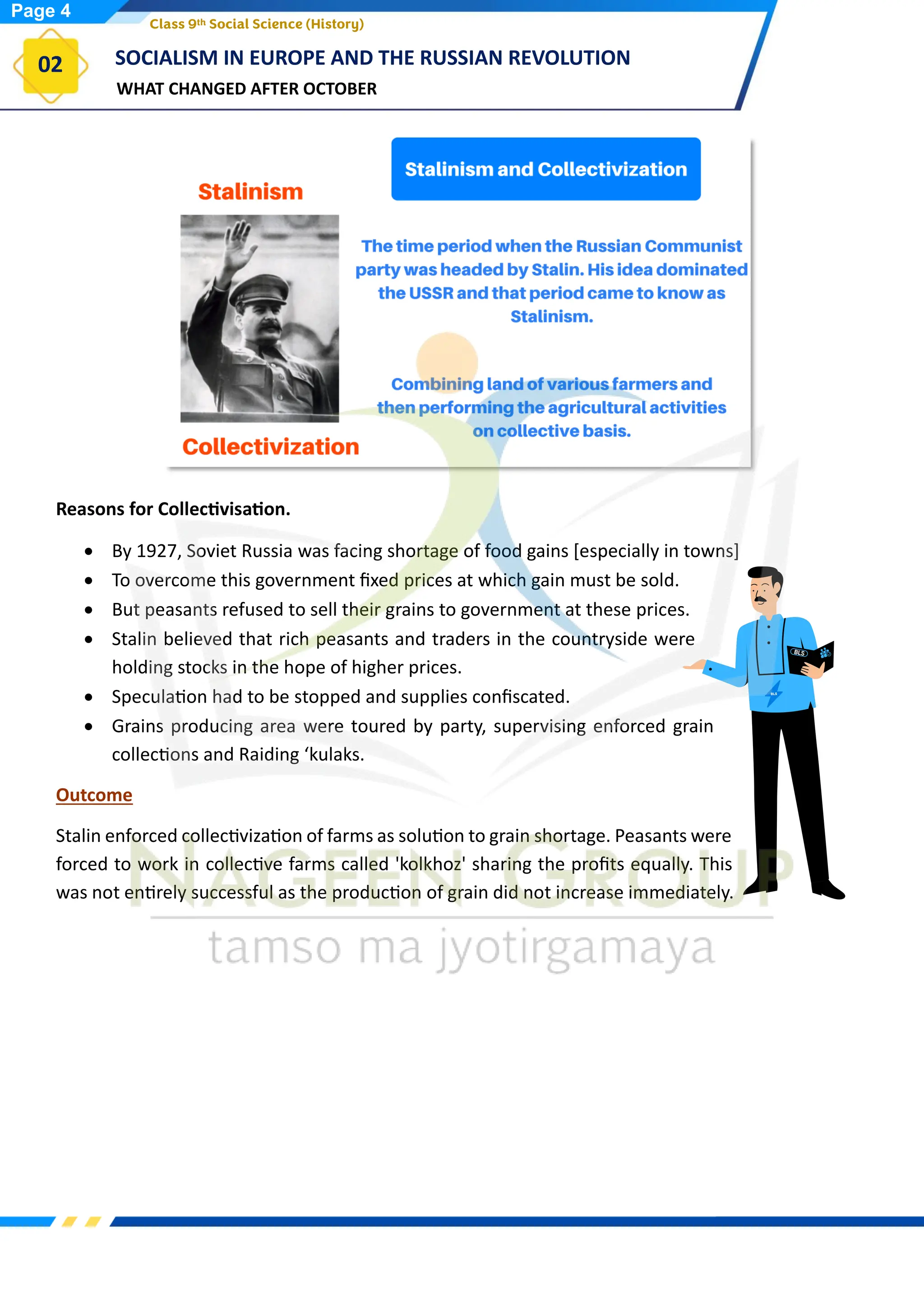 Class 9 History Chapter Wise Topic Wise Notes Chapter 2 Socialism in ...