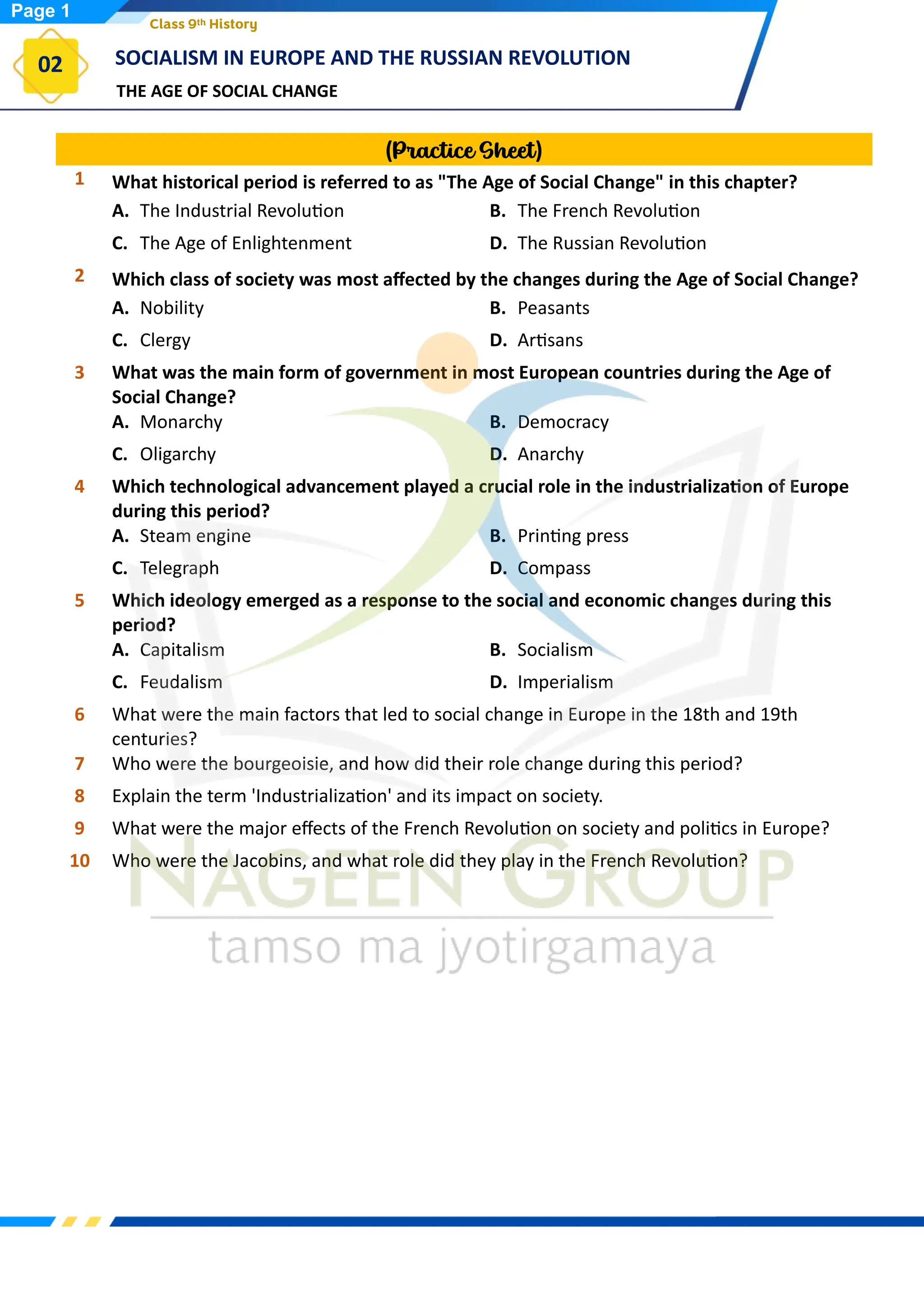 Class 9 History Chapter Wise Topic Wise Notes Chapter 2 Socialism in ...