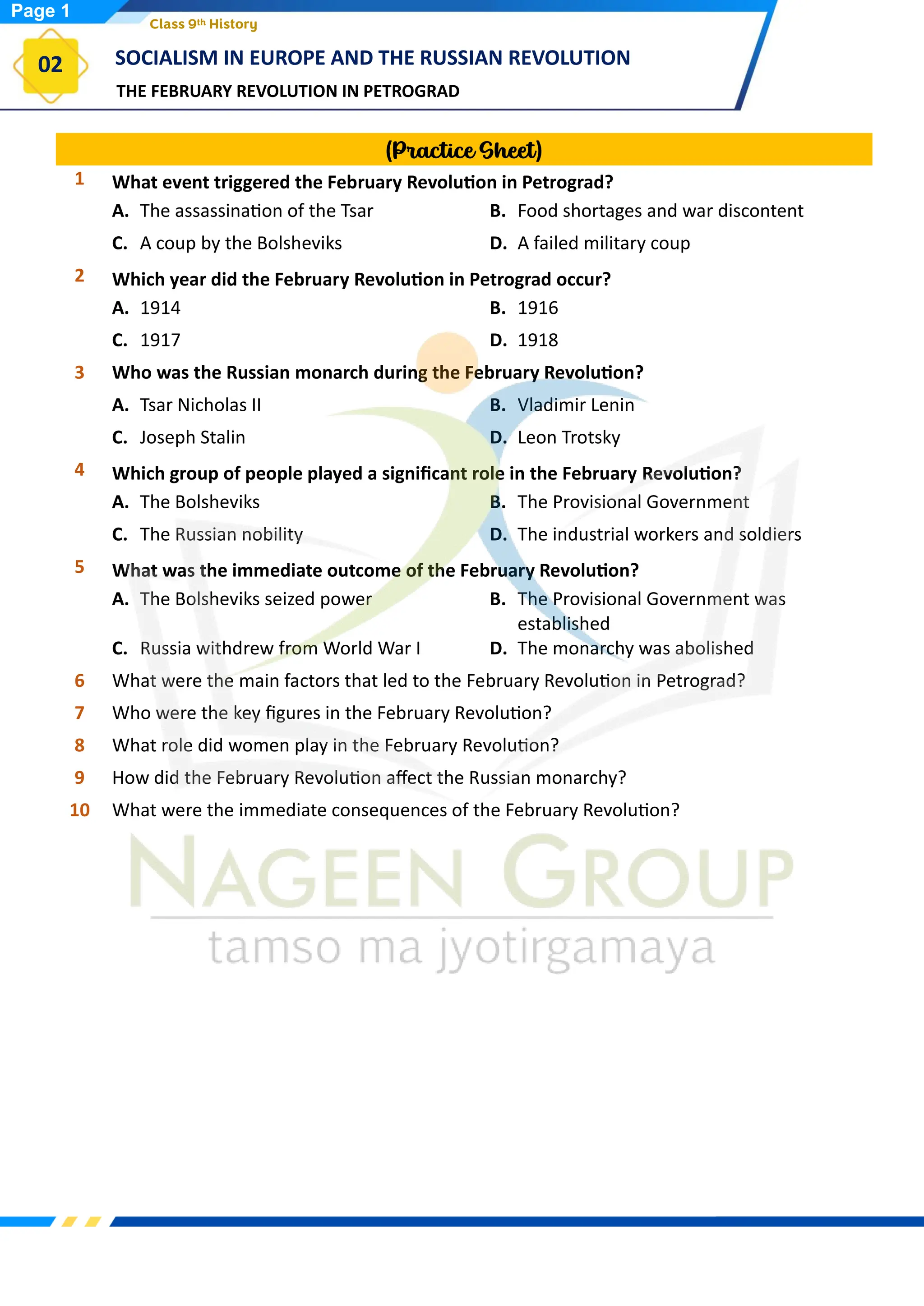 Class 9 History Chapter Wise Topic Wise Notes Chapter 2 Socialism in ...