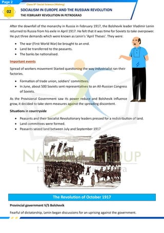 Class 9 History Chapter Wise Topic Wise Notes Chapter 2 Socialism in ...