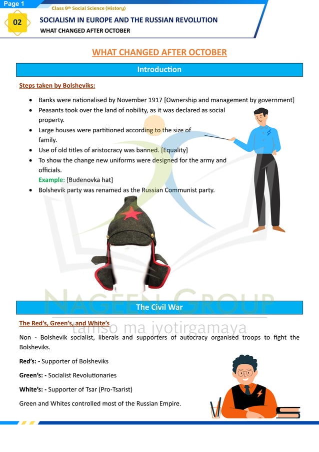 Class 9 History Chapter Wise Topic Wise Notes Chapter 2 Socialism in ...