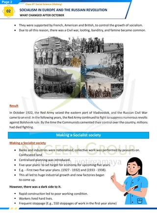 Class 9 History Chapter Wise Topic Wise Notes Chapter 2 Socialism in ...