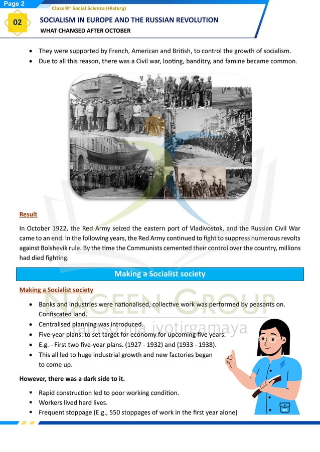Class 9 History Chapter Wise Topic Wise Notes Chapter 2 Socialism in ...