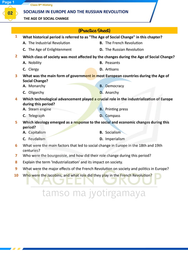 Class 9 History Chapter Wise Topic Wise Notes Chapter 2 Socialism in ...